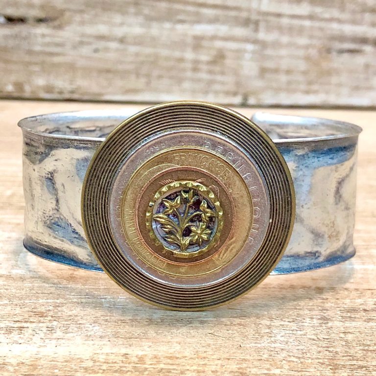 Antique Picture Button Foreign Coin Cuff Bracelet | lorraine frances